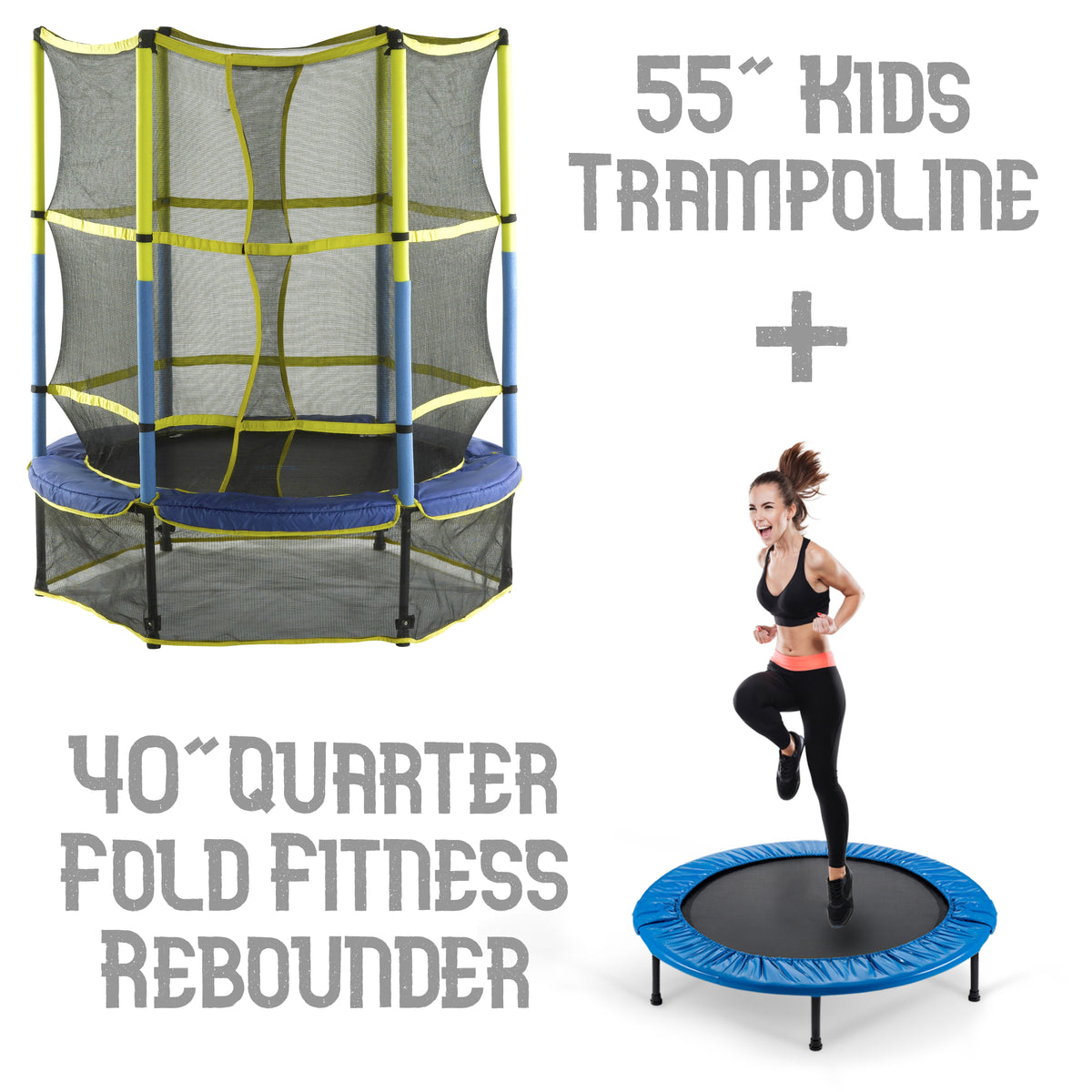 Machrus Upper Bounce 55" Mini Kids Trampoline + Round Quarter Fold Fit ...