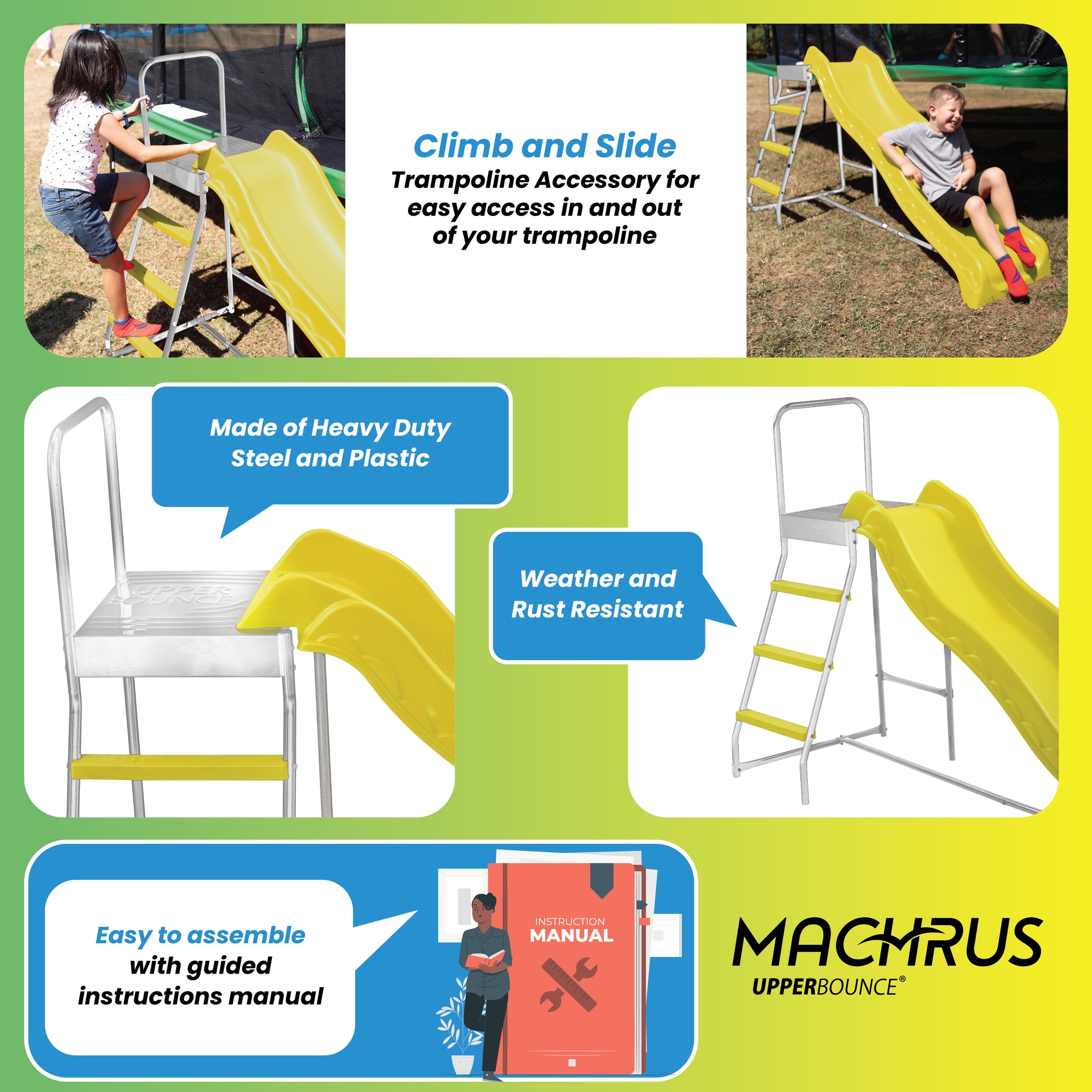 Trampoline With Slide: Top Line Durability | Upper Bounce – Machrus USA