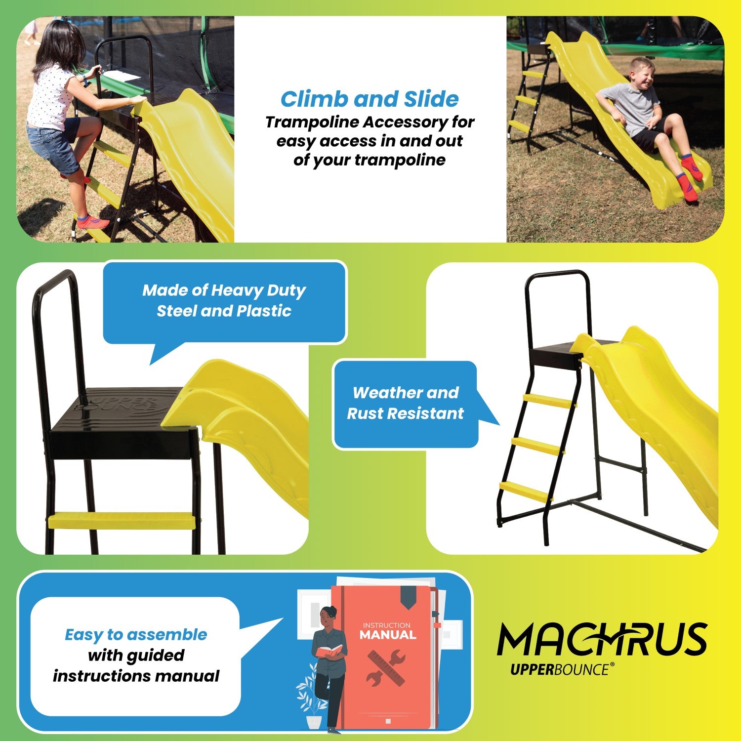 Trampoline With Slide: Top Line Durability | Upper Bounce – Machrus USA