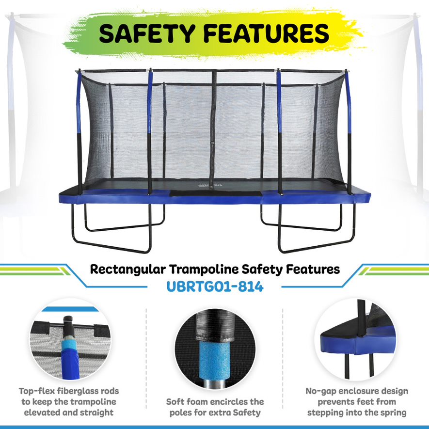 8 x 14 Rectangular Trampoline: Top Notch Durability | Machrus Upper ...