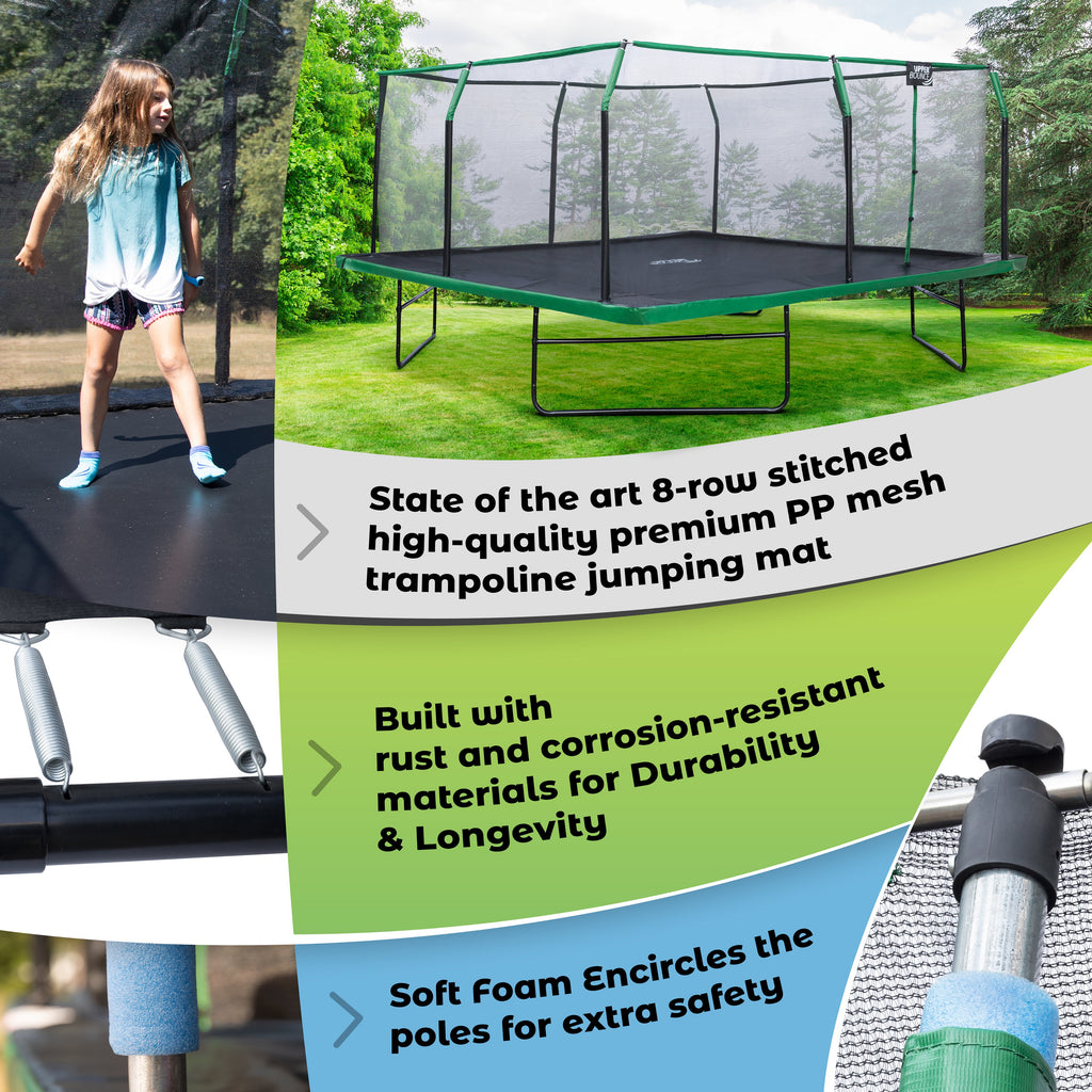 Machrus Upper Bounce 12 x 12 FT Square Trampoline Set with Premium Top ...