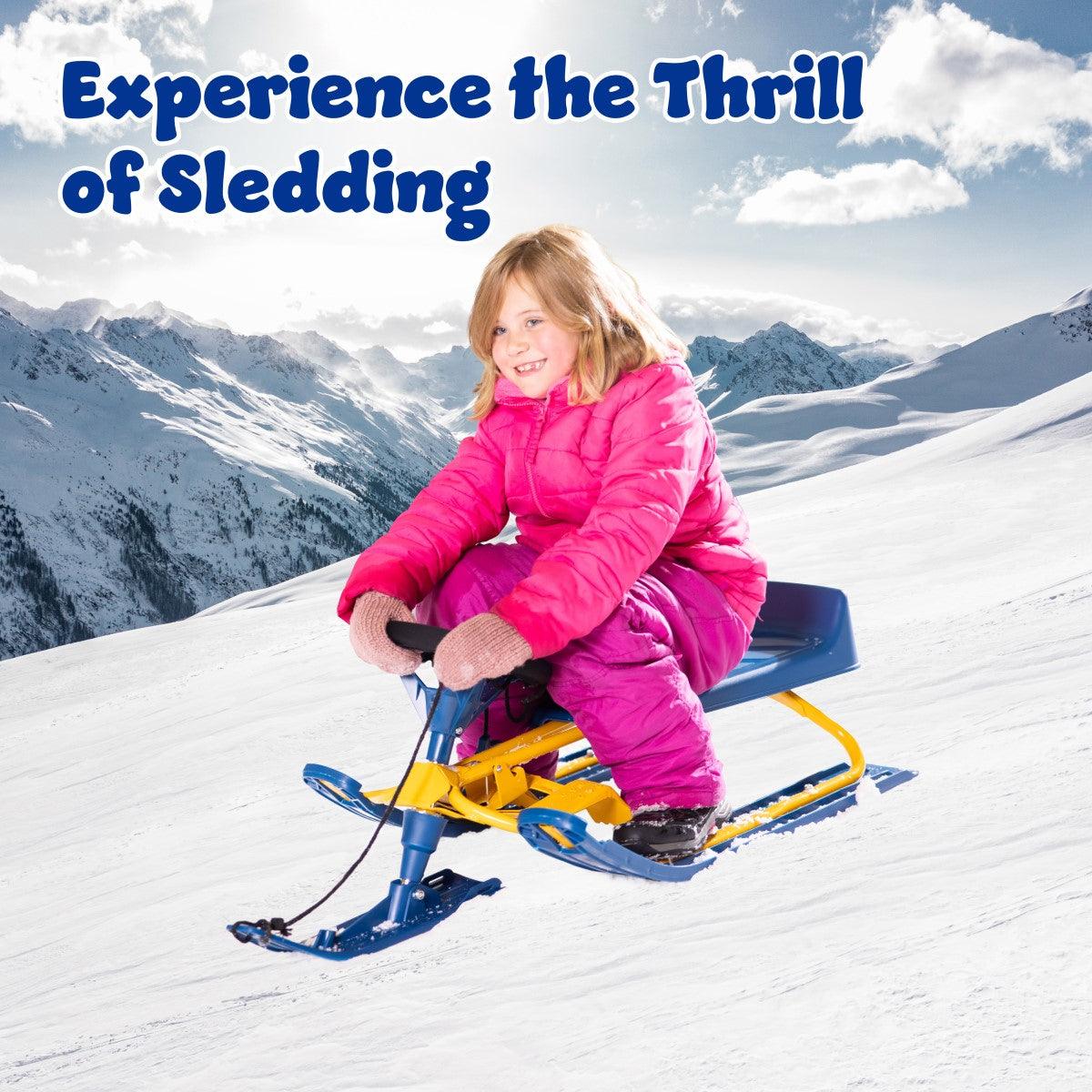 Machrus Frost Rush Snow Sled with Padded Steering Wheel, Twin Brakes ...