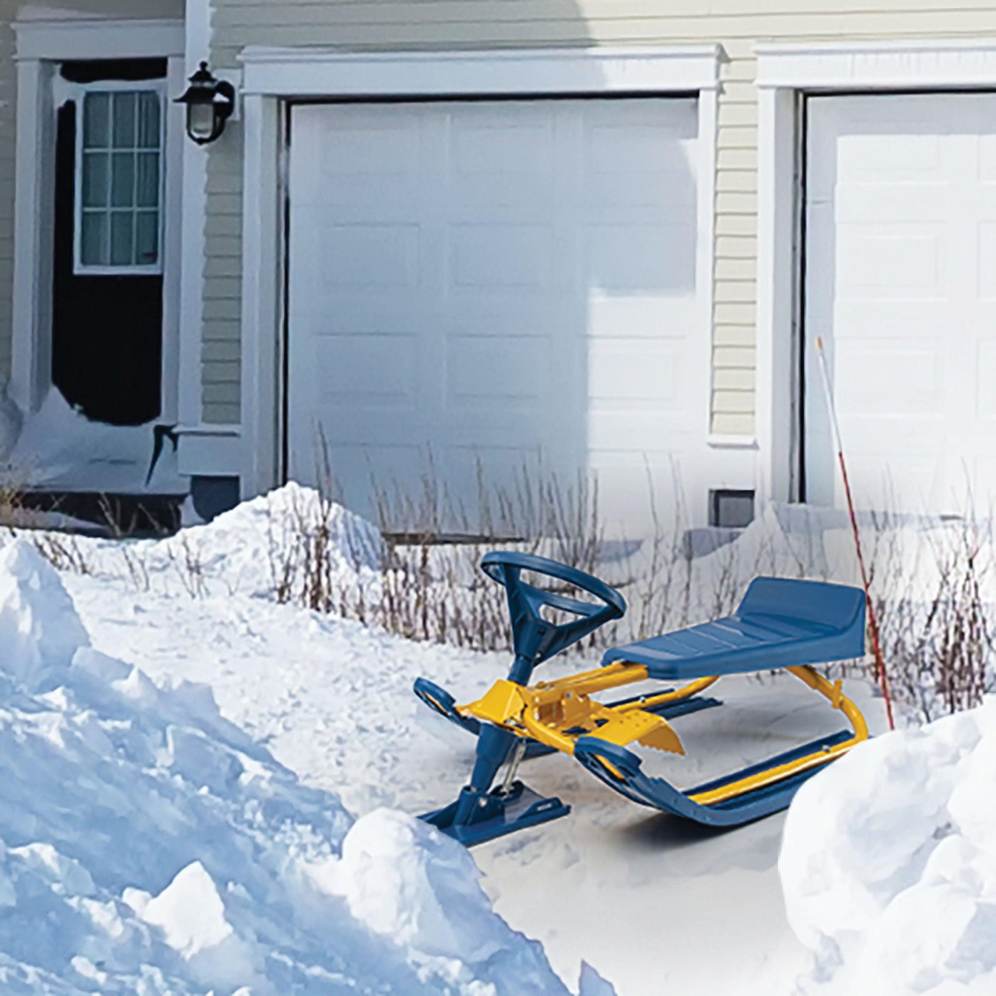 Machrus Frost Rush Snow Sled with Padded Steering Wheel, Twin Brakes ...