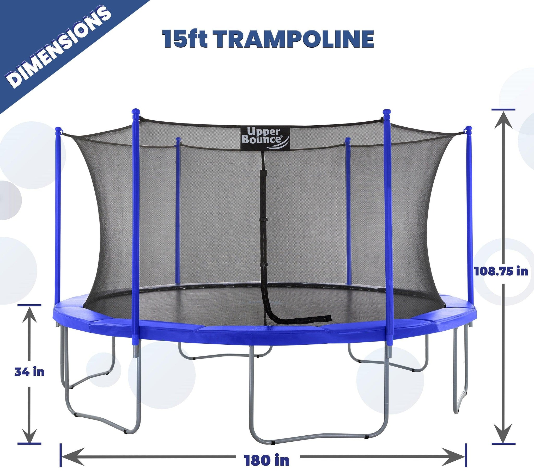Machrus Upper Bounce 15 FT Round Trampoline Set with Safety Enclosure ...