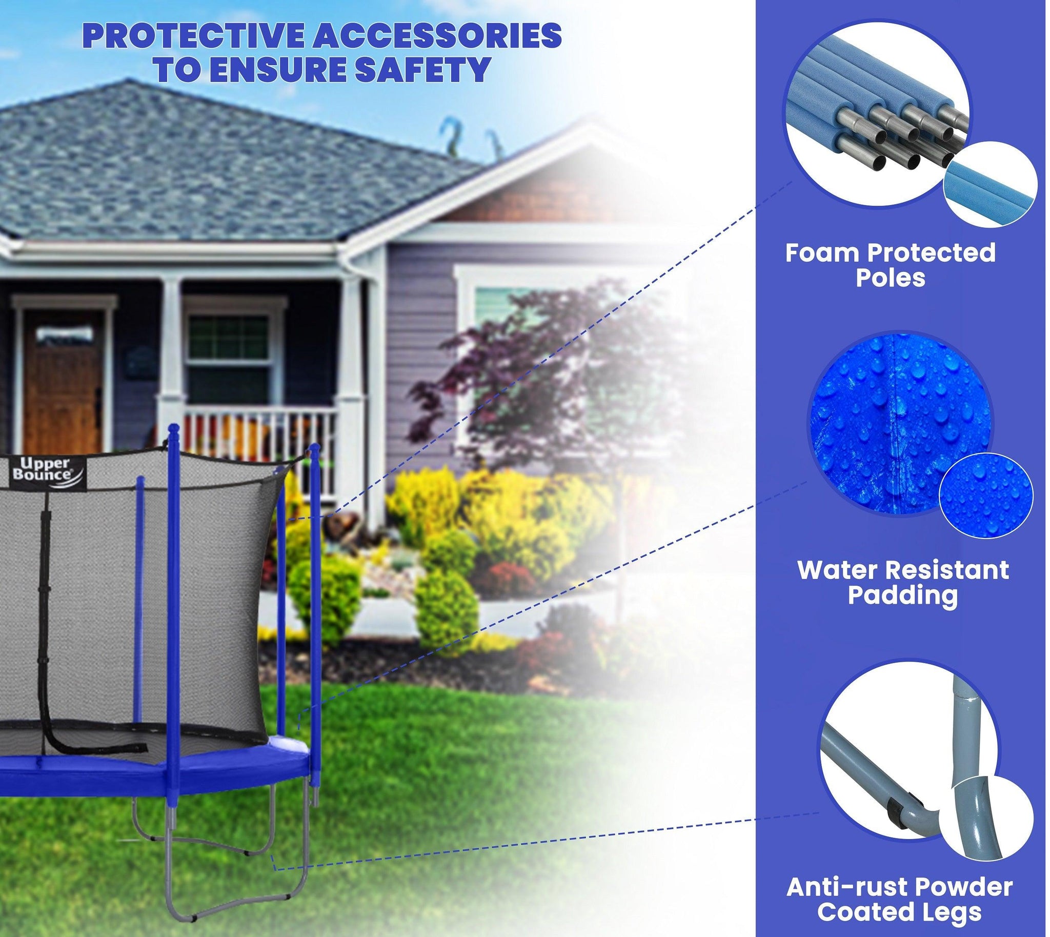 Machrus Upper Bounce 15 FT Round Trampoline Set with Safety Enclosure ...