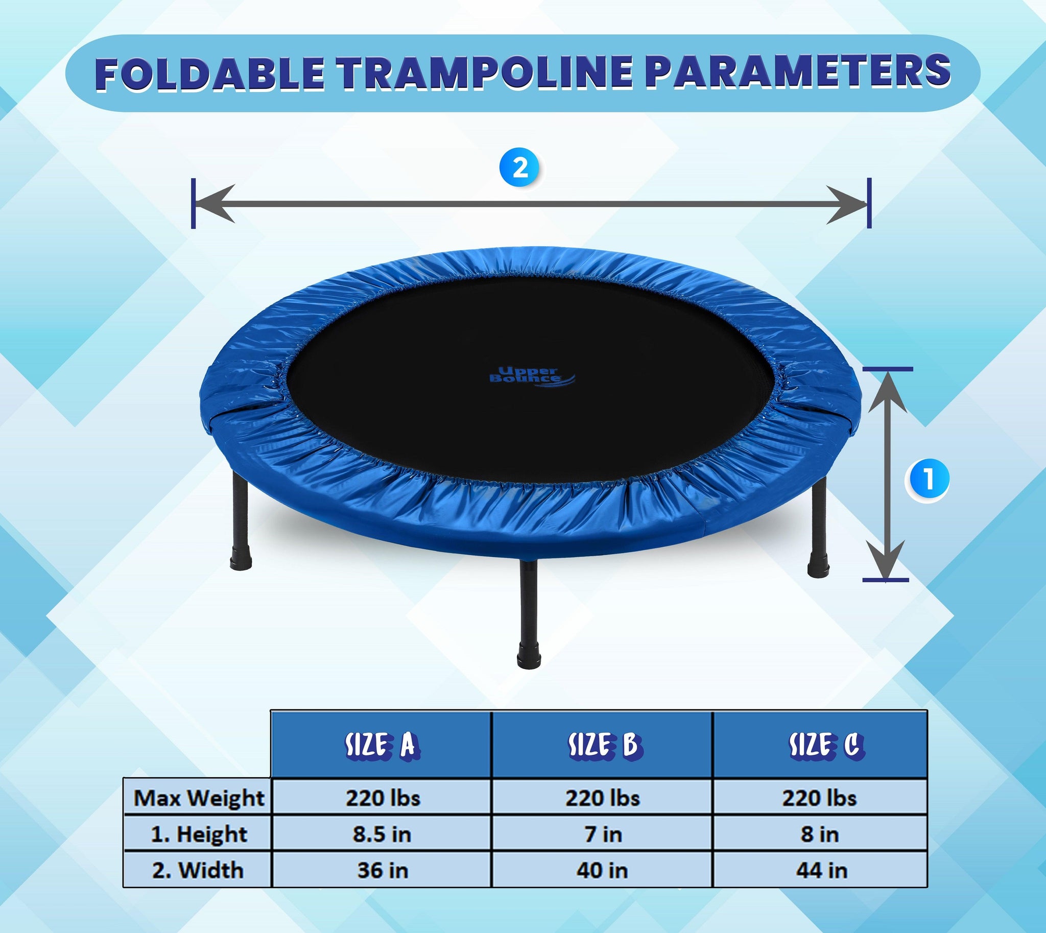 Machrus Upper Bounce Mini Trampoline for Adults & Kids - Rebounder Tra ...