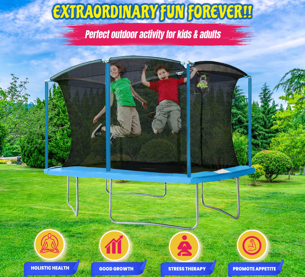 Machrus Moxie 8 x 12 FT Rectangular Outdoor Trampoline Set with Premiu ...