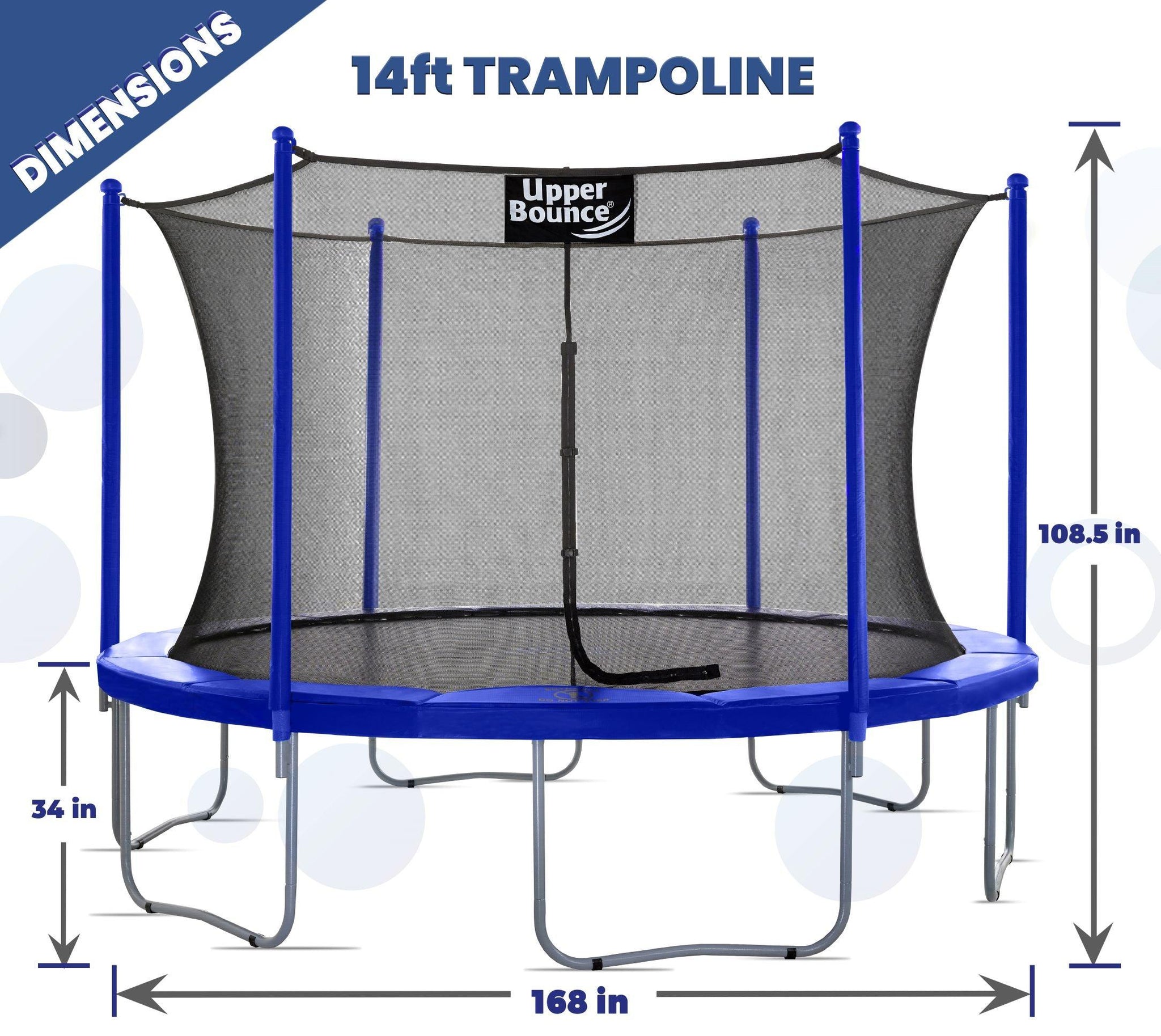 Machrus Upper Bounce 14 FT Round Trampoline Set with Safety Enclosure ...